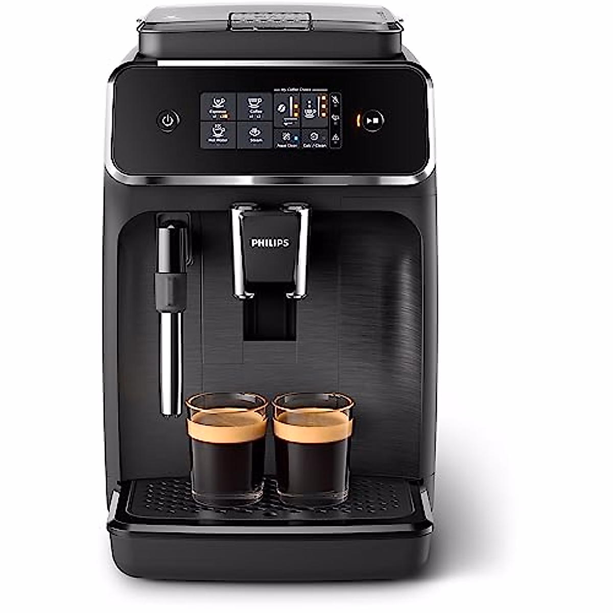 PHILIPS 2200 Series Fully Automatic Espresso Machine - Classic Milk Frother, 2 Coffee Varieties, Intuitive Touch Display, Black, (EP2220/14)