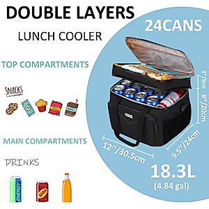BAVGRED Insulated Lunch Bag for Men/Women-Large Adult Lunch Box-Leakproof Soft Warmer/Cooler Work Tote with Adjustable Shoulder Strap Black