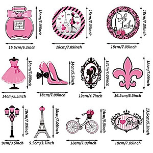 30 Pieces Paris Party Decorations, Pink Paris Party Hanging Swirl Ooh La La Eiffel Tower Sign Foil Ceiling Streamers Decor for Paris Birthday Theme Party Girl Party Baby Shower Supplies