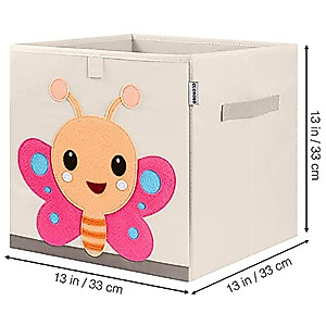 CLCROBD Foldable Animal Cube Storage Bins Fabric Toy Box/Chest/Organizer for Kids Nursery, 13 inch (Llama + Butterfly)