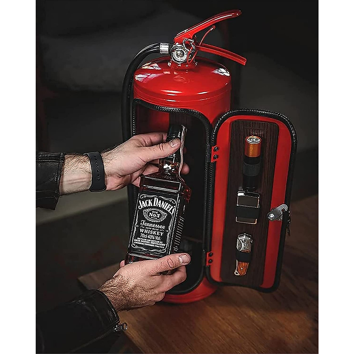 REML Fire Extinguisher Mini Bar,Novelty Fire Extinguisher,Mini Bar Collector,Cave Weird Gift,Handmade Metal Mini Bar Gift for Firefighters for Whiskey Lovers,Jar Bar Set,My Cave,My Rules,Gift Set