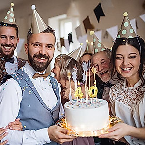 40th Birthday Candles Happy Birthday Cake Topper 40th Birthday Decorations 3D Streamline Number Candles for Men Women Birthday Wedding Anniversary Celebration Supplies (Gold)