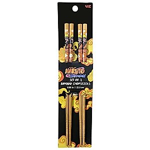 JUST FUNKY Naruto Shippuden Chopsticks Set of 2 - Official Naruto Collectible Chopsticks - Includes 2 Matching Sets of Bamboo Chopsticks - 8.85 Inches Long Anime Chopsticks