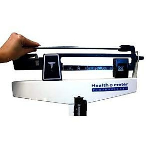 Health O Meter 450KL Mechanical Beam Scale with Height Rod, Capacity 500 lb, Graduation 1/4 lb, 10-1/2" Width x 14" Depth Platform