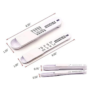 Zsirue 2 PCS Adjustable Measuring Spoon Set, Measuring Dry/Liquid Ingredients, Metering Spoon for Baking, Cooking, Powder (White)
