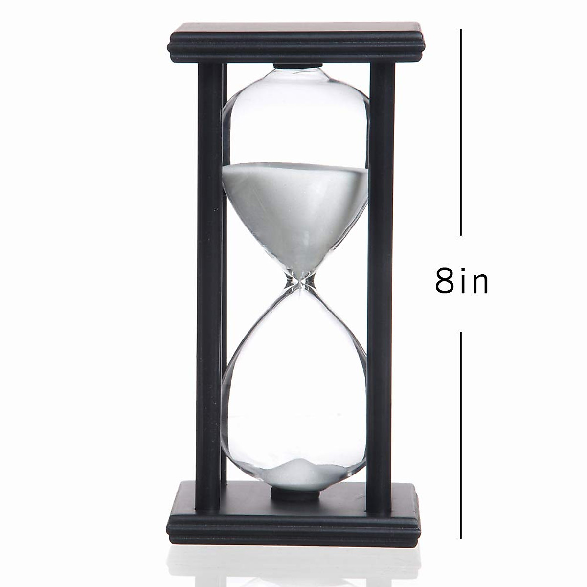 Hourglass 60 Minutes White Sand Timer, Black Wooden Frame Sandglass