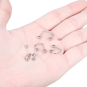 Xpircn 16G Stainless Steel Lip Monroe Medusa Stud Piercing Ball Cone Lippy Loop Labret U Shaped Lip Rings Piercing Jewelry 8mm 10mm (Silver)