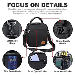 Moyad Lunch Box for Men Women - Reusable Slim Lunch Bag with Shoulder Strap Insulated Lunchbox Loncheras Para Hombres - Black