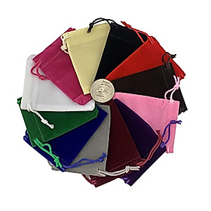 Palmhomee Pack of 48 Velvet Drawstring Bags Gift Bag Velvet Pouch For Jewelry Wedding and Party Favor (2.8x3.6 Inch, Mixed Colors)