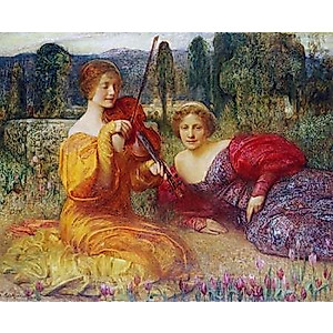 Musicienne du Silence, c. 1900 by Arthur Hacker - 28X22 Art Print Poster