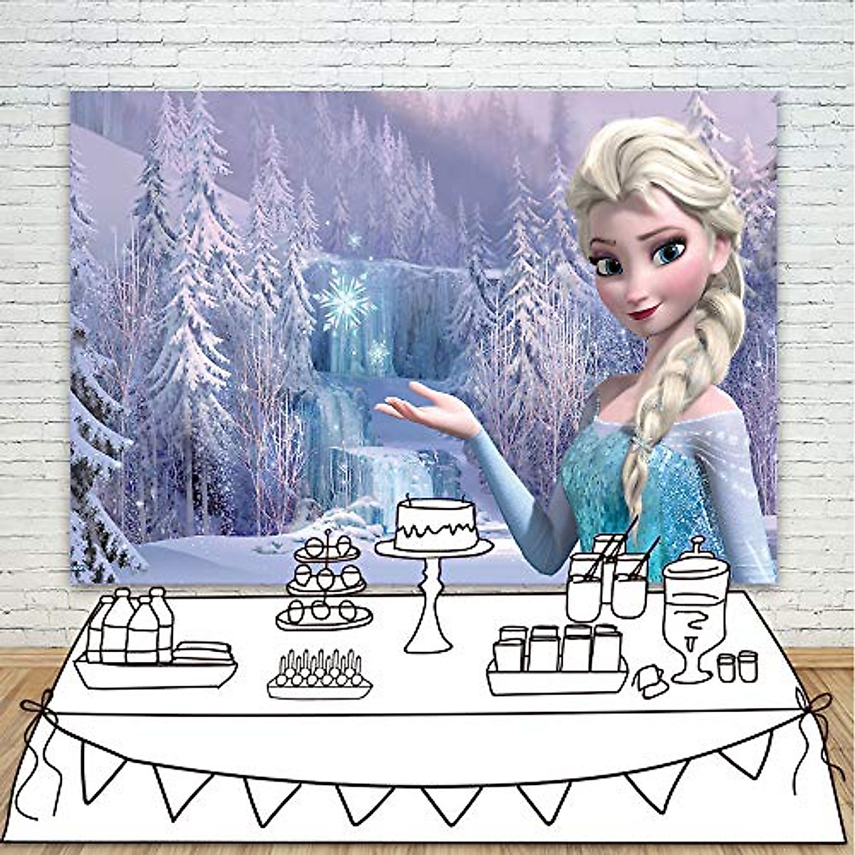 1st Birthday Backdrops for Photography Girl 7x5 Princess Elsa Fairytale Ice Castle Backdrop Baby Shower for Girls Personalized Name Photo Background Tabletop