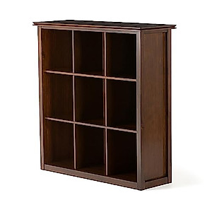SIMPLIHOME Artisan SOLID WOOD 43 Inch Transitional 9 Cube Bookcase and Storage Unit in Russet Brown, For the Living Room, Study Room and Office