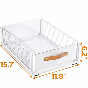 Pull out Cabinet Organizer Fixed with Adhesive Nano Film,Heavy Duty Slide out Pantry Shelves Drawer Storage,Sliding Mesh Cabinet Basket with Handle for Kitchen, Bathroom,Home, 11.8W"X 15.7D"X6.2"H
