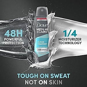Dove Men+Care Antiperspirant Dry Spray Deodorant for Men Clean Comfort 48 Hour Sweat and Body Odor Protection 3.8 oz 3 Count