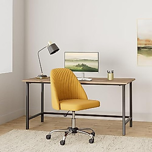 DUMOS Fashion Small Wheels Cute Vanity Swivel Back Mid Century Modern Armless Home Desk Task Chair for Bedrooms, Office, Dressing Room, Study, Yellow