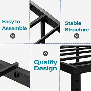 EZBeds Twin Bed Frame, 14 Inch Bed Frame Twin, Heavy Duty Twin Platform Bed Frame, No Box Spring Needed, Easy Assembly, Noise Free, Steel Slat Support, Black