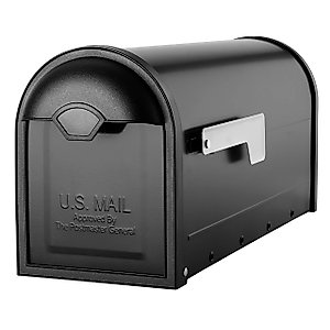 Architectural Mailboxes 8830B-10 Winston Nickel Flag Post Mount Mailbox, Medium, Black