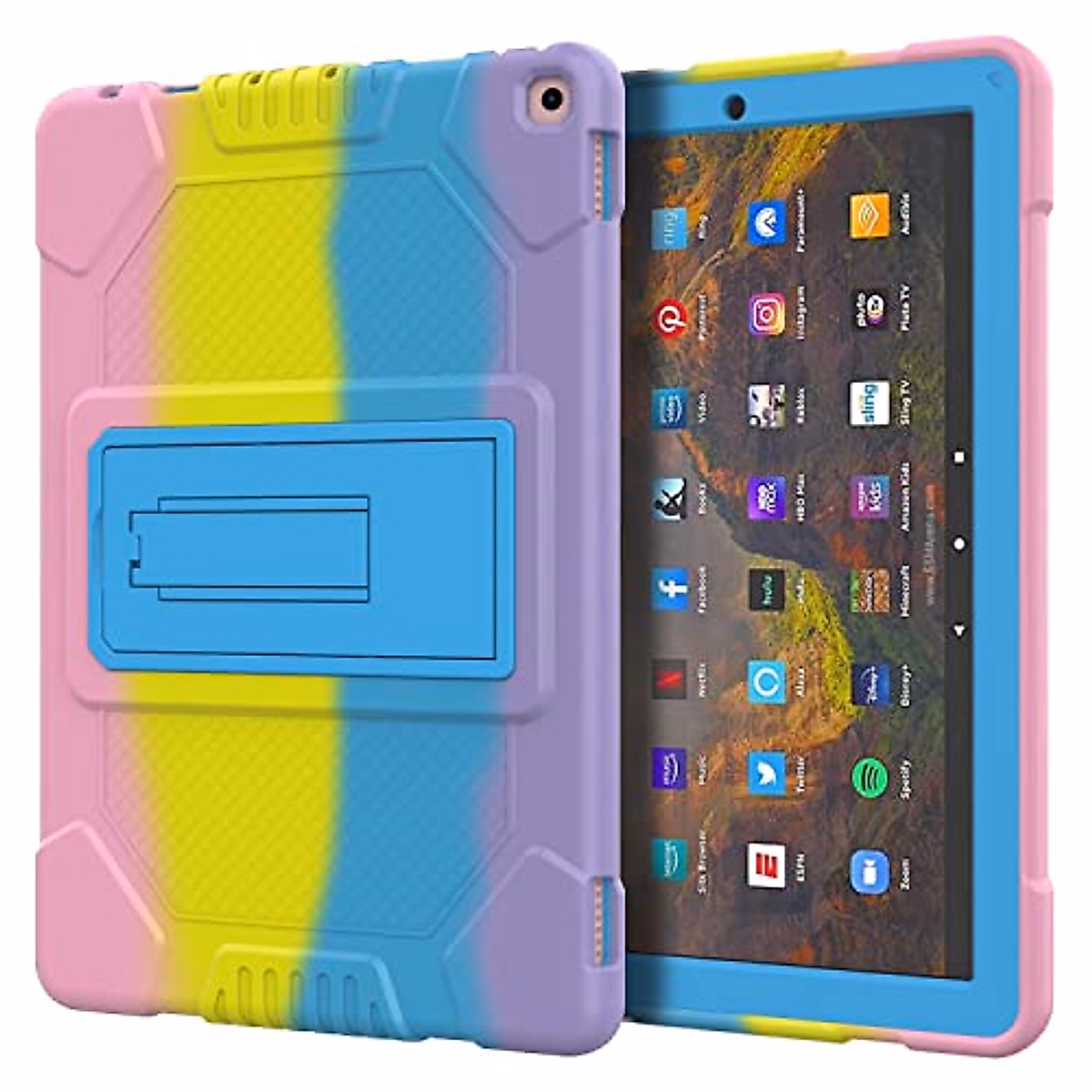 SZYCD Fire HD 10 / Fire HD 10 Plus Tablet Case (11th Generation 2021 Release), Heavy Duty Shockproof Rugged Drop Proof Tablet Case w/Kickstand, PC+TPU Dual-Layer Defense (Purple)