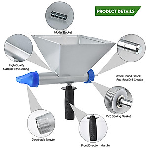 BOXmime Auger Mortar Caulking Gun,All-Metal Portable Pointing Grouting Caulking Sprayer With 5 Nozzles for Walls, Bricks, Floors (Not include Electric Drill)