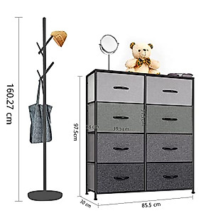 LLappuil 8 Drawer Dresser for Bedroom, Fabric Dresser Chests of Drawers Tower, Tall Dresser Drawers for Clothes Storage Organizers, Closet Dresser Drawers for Nursery, Living Room, Hallway, Grey