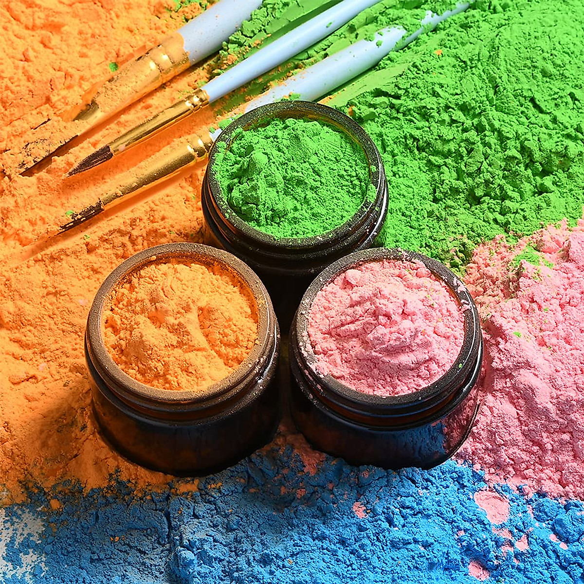 Bumobum 2 oz Glass Jars with Lids, 3 pack Small Jars with White Labels & Inner Liners, Multicolor 60 ml Empty Round Cosmetic Containers for Sample, Powder, Cream, Lotion, Spice