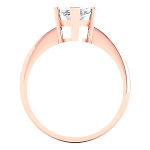 Clara Pucci 2.50 ct Marquise Cut Solitaire White Lab Created Sapphire Engagement Bridal Promise Anniversary Ring 18K Rose Gold Size 3.5