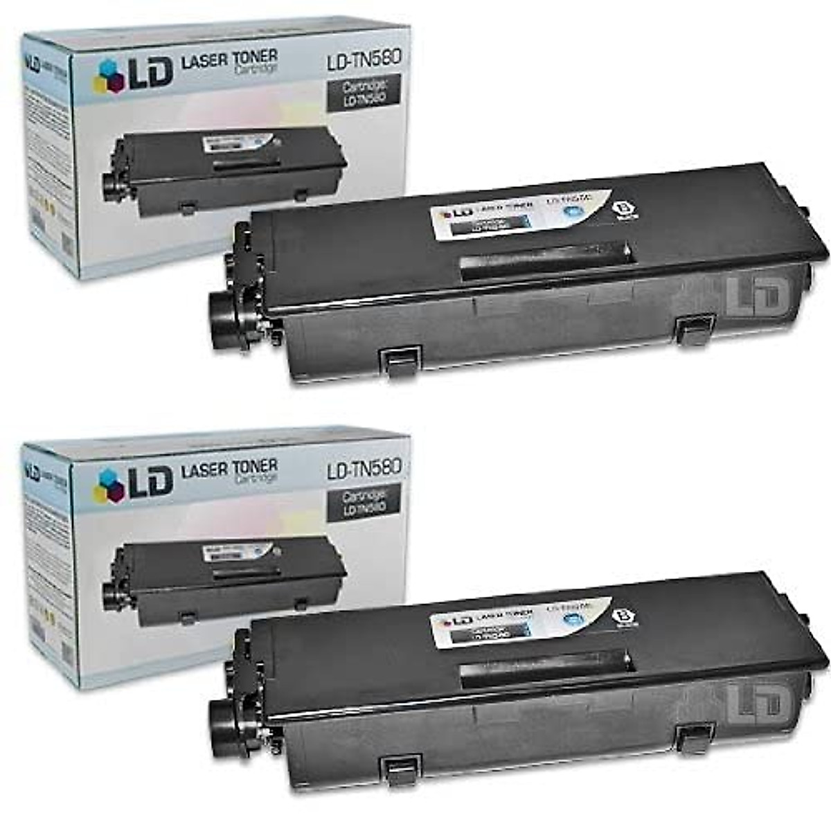 LD Compatible Toner Cartridge Replacement for Brother TN580 High Yield (Black, 2-Pack)