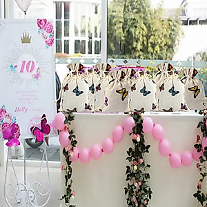 Summer Spring Easter Butterfly Party Gift Treat Bags Drawstring Gift Bag Butterfly Party Favor Bag for Girls Spring Easter ,Baby Shower,Birthday Party , Bridal Shower,Wedding Party Favor Bag Supplies