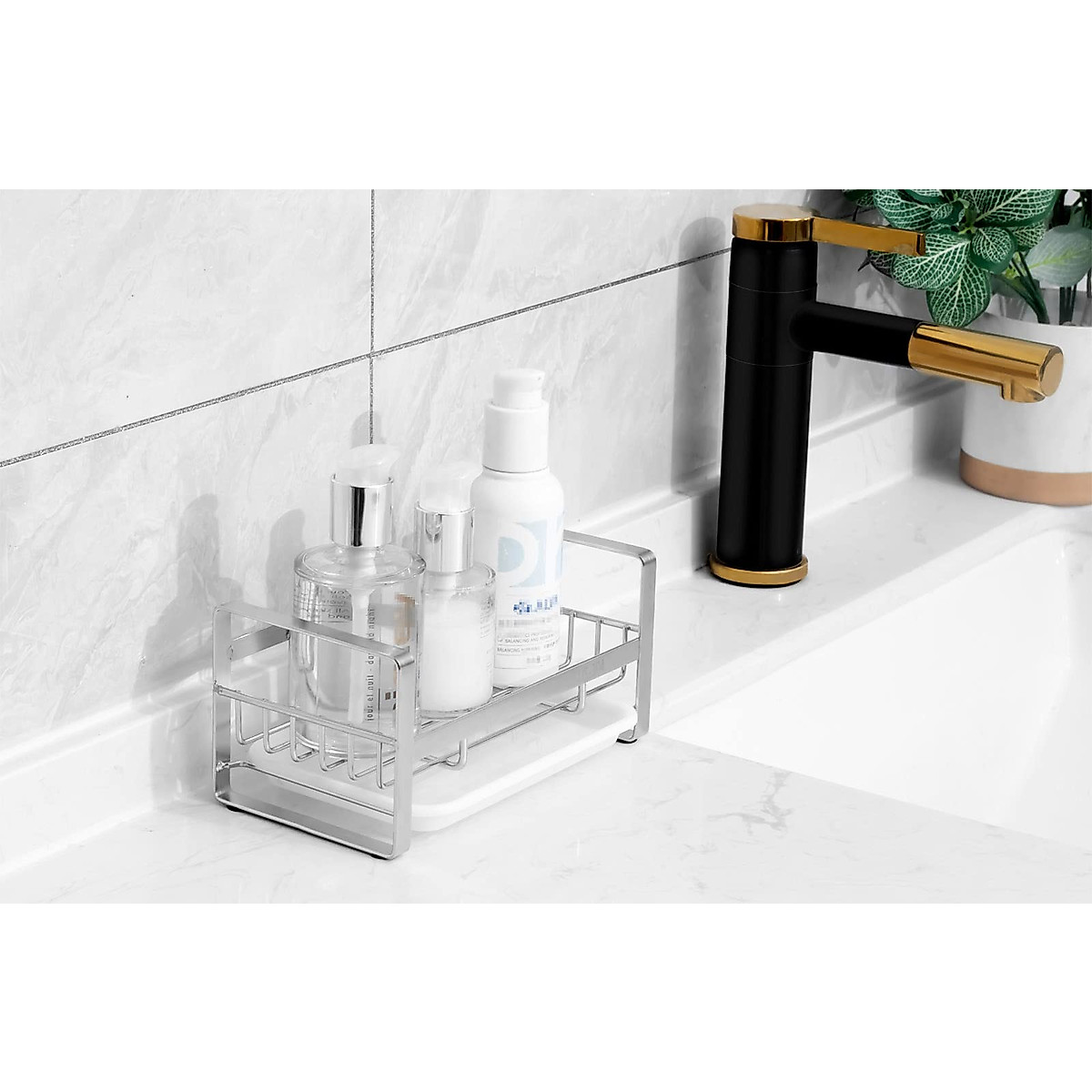 vastland Sponge Holder for Kitchen Sink, Sink Caddy - Kitchen Organizer for Dish Sponge,Soap,Brush and More