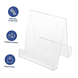 VILLFUL 1pc Acrylic Bookend Foldable Bookshelf Metal Brackets Adjustable Bookends Heavy Duty Book Ends Clear Magazine Holder Desk Book Stand Bookstore Tabletop Bookend Acrylic Book Support