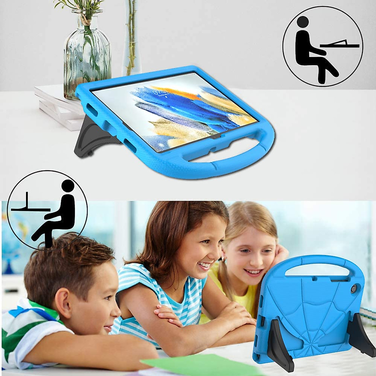 Samsung Galaxy Tab A8 10.5 inch 2022 Case for Kids, DICEKOO Lightweight Shockproof Kid-Proof Cover with Handle Stand for Galaxy Tab A8 10.5” 2022 (SM-X200/X205/X207) - Blue
