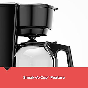 BLACK+DECKER 12-Cup Coffee Maker with Easy On/Off Switch, Easy Pour, Non-Drip Carafe with Removable Filter Basket, Black