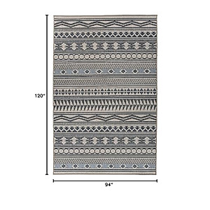 Rugshop Bohemian Design Area Rug for Patio Rugs,Deck Rugs,Balcony Rugs Indoor/Outdoor Area Rug 7'10" x 10' Cream