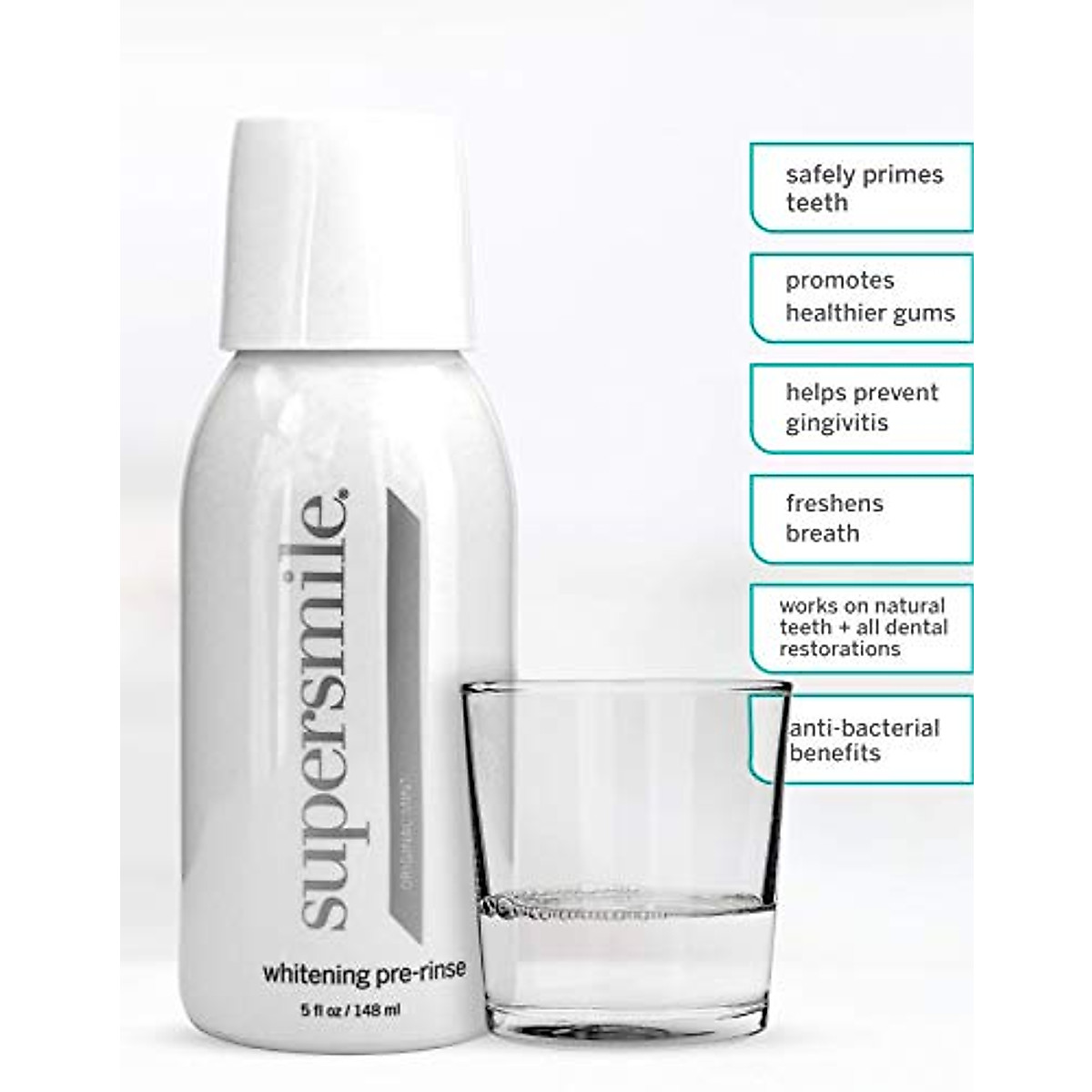 Supersmile Whitening Pre-Rinse, Clinically Formulated Pre-Brush Dental Mouthwash, 5 Fl Oz