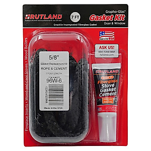 RUTLAND PRODUCTS Rutland 96W-6 Grapho-Glas Rope Gasket Replacement Kit, 5/8-Inch by 7-Feet, 5/8" X7', Black