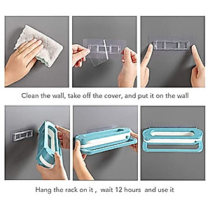 2PCS Bathroom Slippers Rack Wall Mounted Shoe 4in1Organizer Rack Folding Slippers Holder Shoes Hanger Punch-Free Storage Towel Racks (Blue)