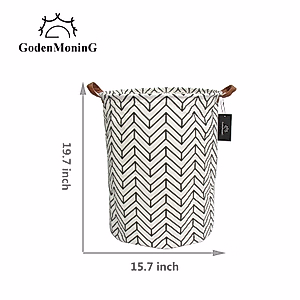 laundry baskets,bedroom hamper,kitchen organization,GodenMoninG 62.8L Waterproof Round Cotton Linen with Handles Collapsible storage basket. (THICK Flow Mark)