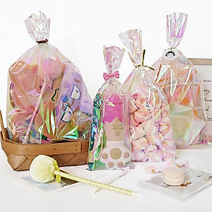 MIVIDE 34 in x 49 ft Iridescent Cellophane Wrap Roll, 2 Roll Iridescent Cellophane Wrapping Paper for Gift Baskets, DIY Crafts, Birthday, Christmas Gifts Wrapping, Flower Wrapping, Red Gold Iridescent