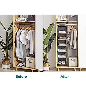 YOUDENOVA Hanging Closet Organizers and Storage, 6-Shelf Closet Hanging Storage Shelves