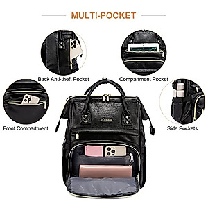 LOVEVOOK Black Backpack Purse for Women Fashion Leather Backpack for Work Travel Shopping Dating with USB Charging Port