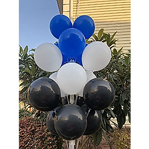 100 Pcs 12 Inch Black White And Royal Blue Latex Balloons Decoration, Birthday Wedding Baby Shower Party Balloons Decoration (Black White Blue)