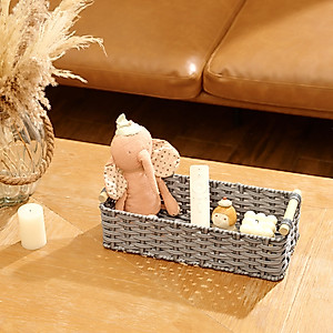 GRANNY SAYS Wicker Baskets for Storage, Wicker Baskets for Shelves, Toilet Basket Tank Topper, Waterproof Toilet Tank Basket, Toilet Paper Basket for Back of Toilet, 14¼" x 6½" x 4¼", Gray