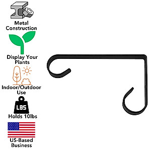 Harrier Hardware Metal Plant Hangers Outdoor - Wall Mounted Hanging Plant Bracket, 6 Inches, Set of 2, Ideal for Small Plants, Bird Feeders, Wind Chimes (Black)