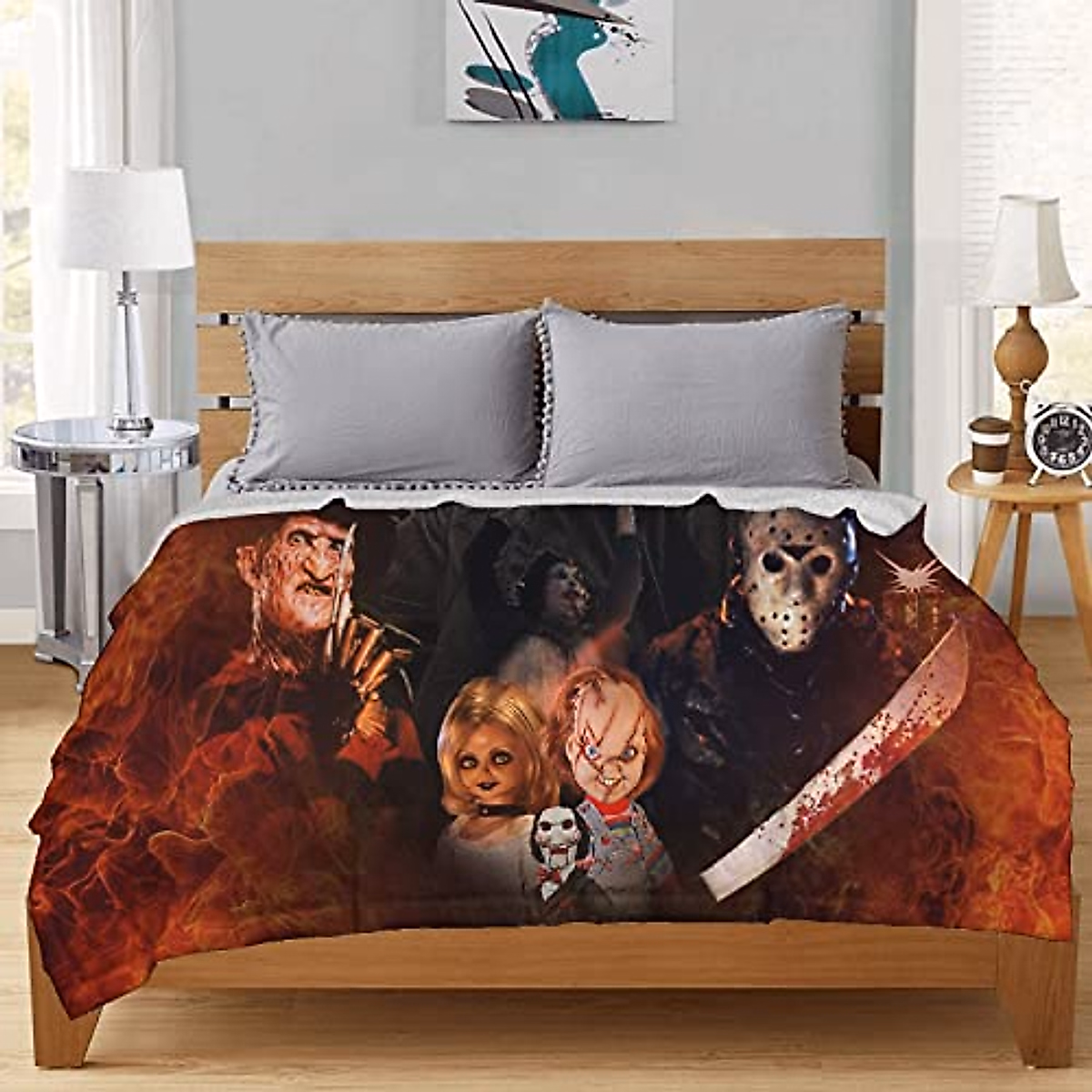 Horror Movie Character Lamb Blanket Soft Fleece Warm Fluffy Throws Blanket Fuzzy Plush Blanket Home Decor Halloween 80x60 in