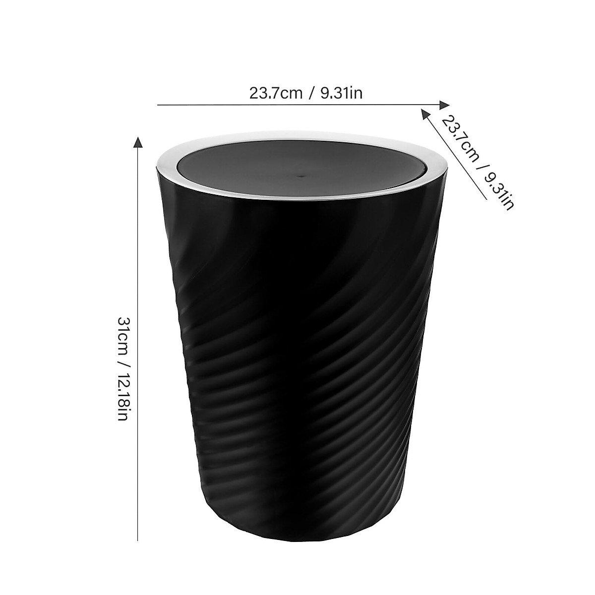 ABOOFAN Trash Can with Swing Lid 10L Plastic Wastebasket Garbage Container Waste Bin for Kitchen Bathroom Bedroom Office Under Desk