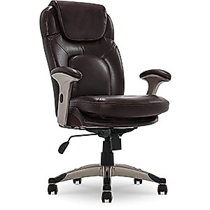 Serta Ergonomic Executive Office Chair Motion Technology Adjustable Mid Back Design with Lumbar Support, Brown Bonded Leather