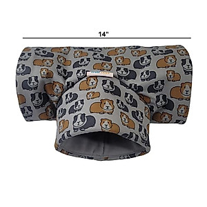 Guinea Pig Tunnel Fleece Small Pet Hideout Stay Open Three Way Animal Play Toy