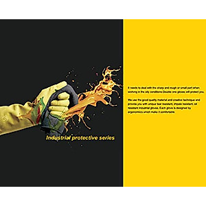 Chemical Resistant Gloves,Safety Work Cleaning Protective Heavy Duty Industrial Gloves,Natural Latex 12.2" Length Black 1 Pair Size M (Medium)