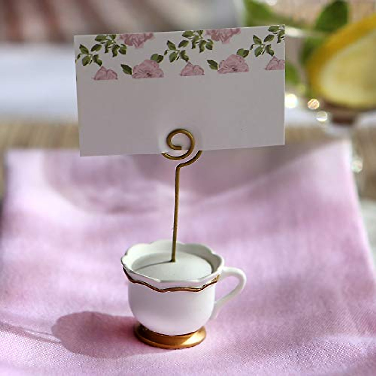 Kate Aspen, Place Card Holders, Tea Time Whimsy, Teapot and Teacup, Place Cards Included, Set of 6,Pink