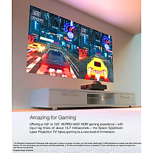 Epson EpiqVision Ultra LS500 Laser Ultra Short Throw Projector, 4000 lumens, 4K PRO-UHD, HDR, Android TV, Google Assistant, HDMI 2.0, Built-in Speakers, Sports, Gaming, Movies & Streaming – Black